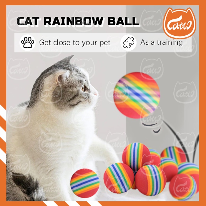 CATTO Cat Toys Balls Soft EVA Foam Rainbow Balls Cat Ball Dog Ball Pet ...