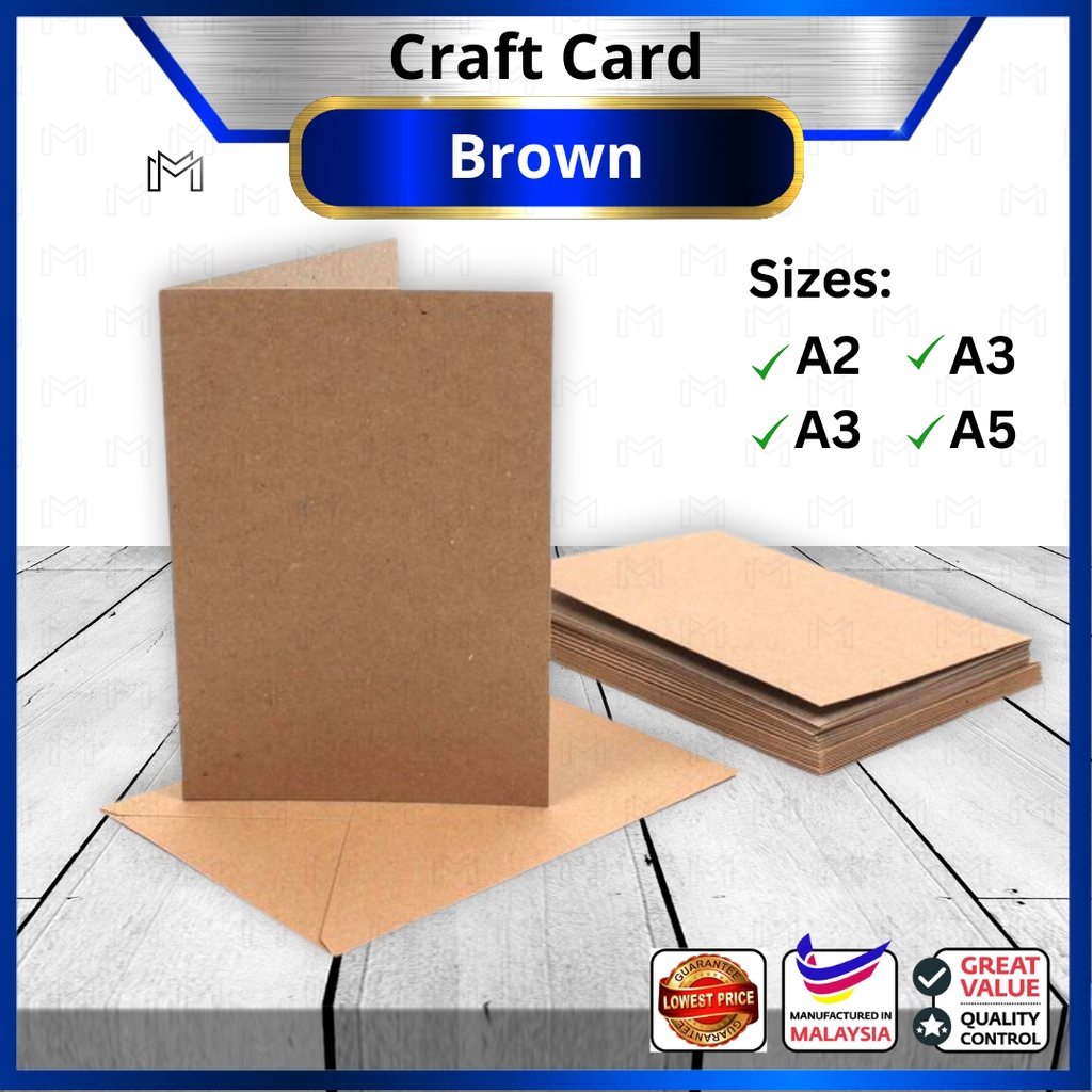 (10pcs) BROWN KRAFT PAPER A2/ A3/ A4/ A5 WITH 270g/ 370g/ 450g NATURAL BROWN COLOUR DIY HANDMADE ...