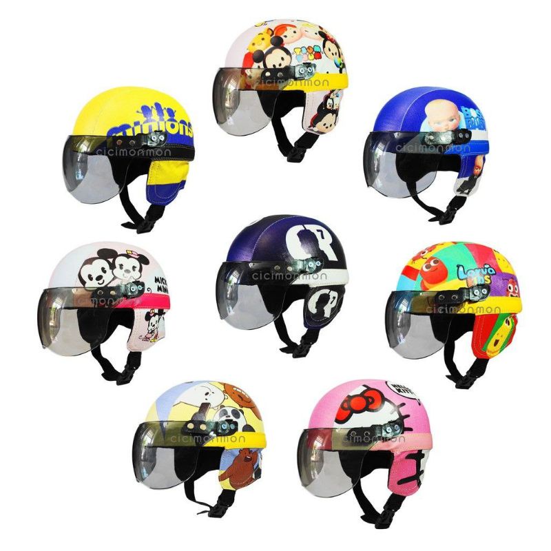 Kids Children Cartoon Super Helmet Toddler Child Retro Character Topi ...