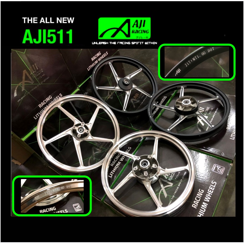 Ori AJI RACING Y15 / Y16 SPORT RIM 511 CHROME BLACK SILVER WHEEL HUP 1.6 Y150 Y15ZR Y150ZR Y16ZR ...