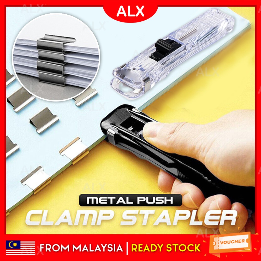 ALX Push Stapler Reusable Clamp Binder Paper Clipper File Document ...