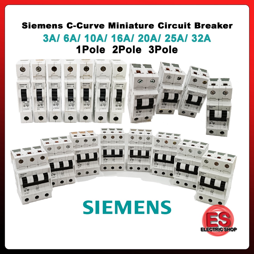 Siemens C-Curve MCB 5SX1 5SX2 5SX3 / Siemens C-Curve Miniature Circuit ...