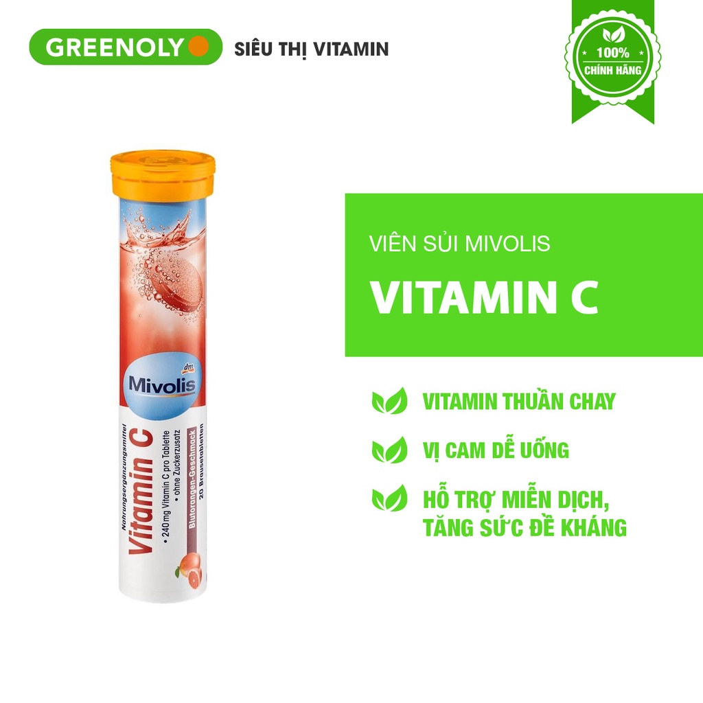 Mivolis Vitamin C Effervescent Tablets 20 Tablets Maintain Immune System, Increase Body ...