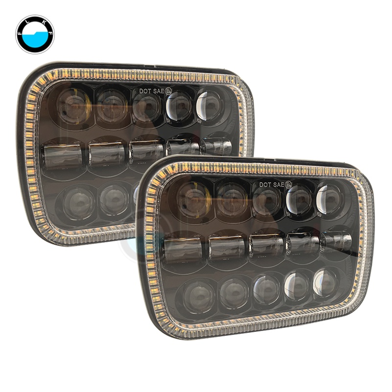 5x7 Led Headlights White Amber Angel Eyes DRL 5x7 7x6 Led Headlights ...