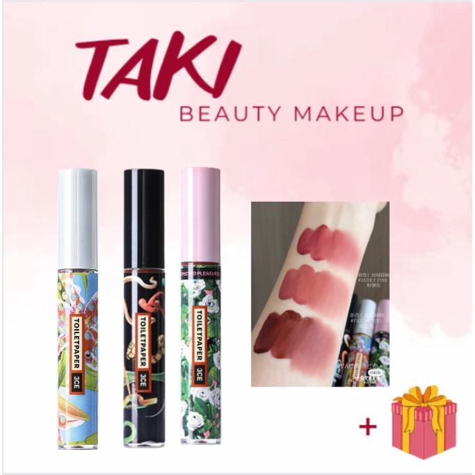 [3ce X Toiletpaper] 3ce Velvet Lip Tint (Taupe- Figtachio- Dusky Pink ...