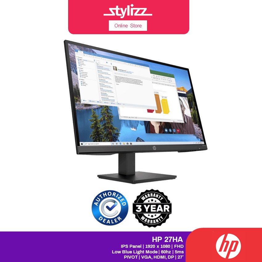 HP MONITOR M27HA - 27"INCH, IPS PANEL, FULL HD(1920X1080), 5MS, 60HZ ...