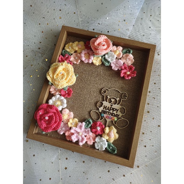 Handmade Flowers crochet Frame Bingkai Bear mengait Bunga Buatan Tangan ...