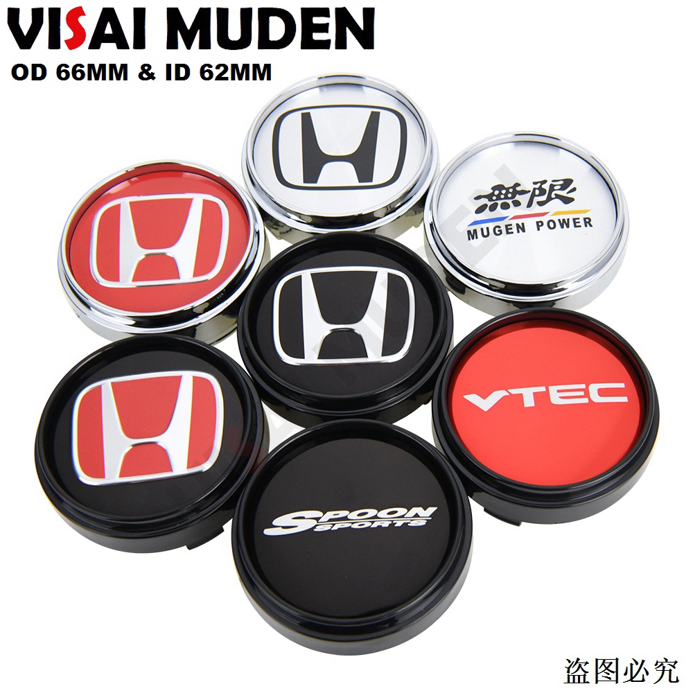 4PCS OD 66MM / ID 62MM Sport Rim Center Cap MUGEN VTEC SPOON SPORTS ...