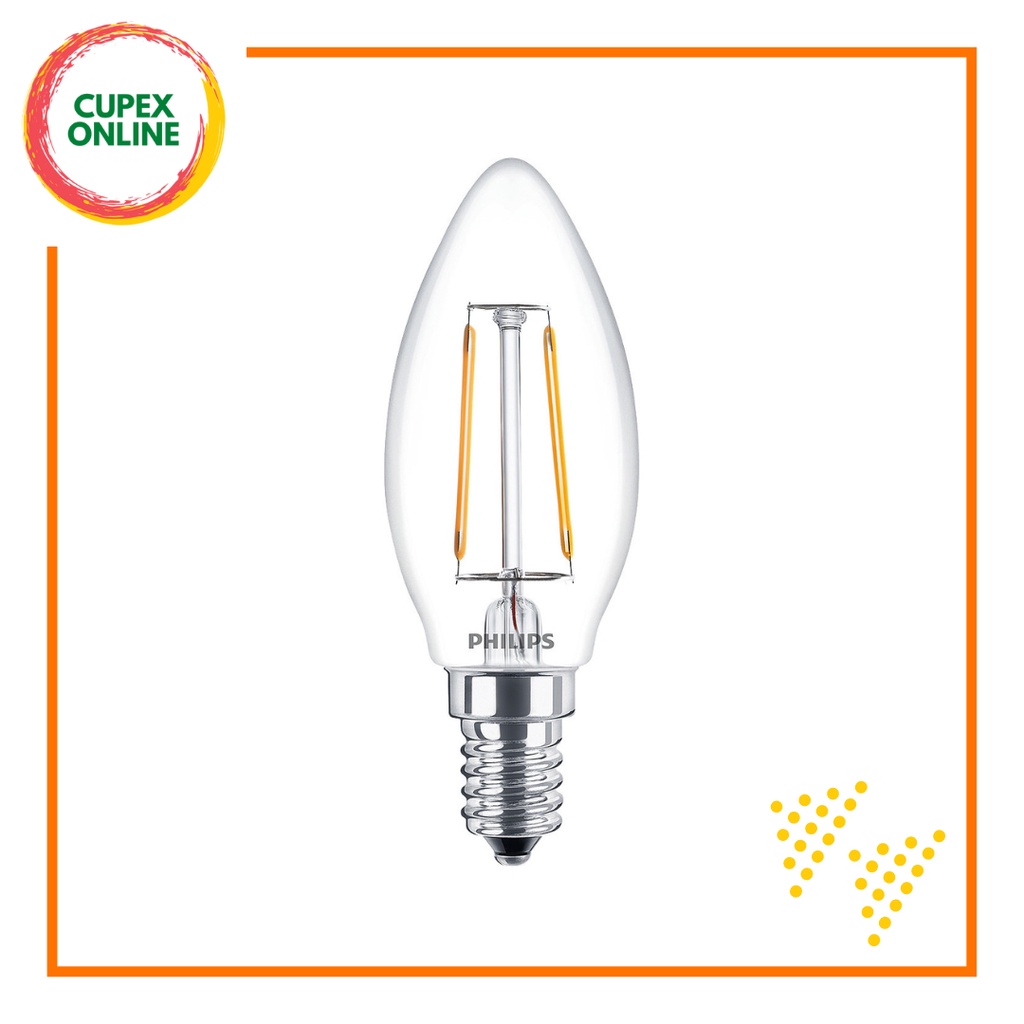 PHILIPS Classic Filament LED Bulb 2-25W E14 B35 827 Warm White (cupex ...
