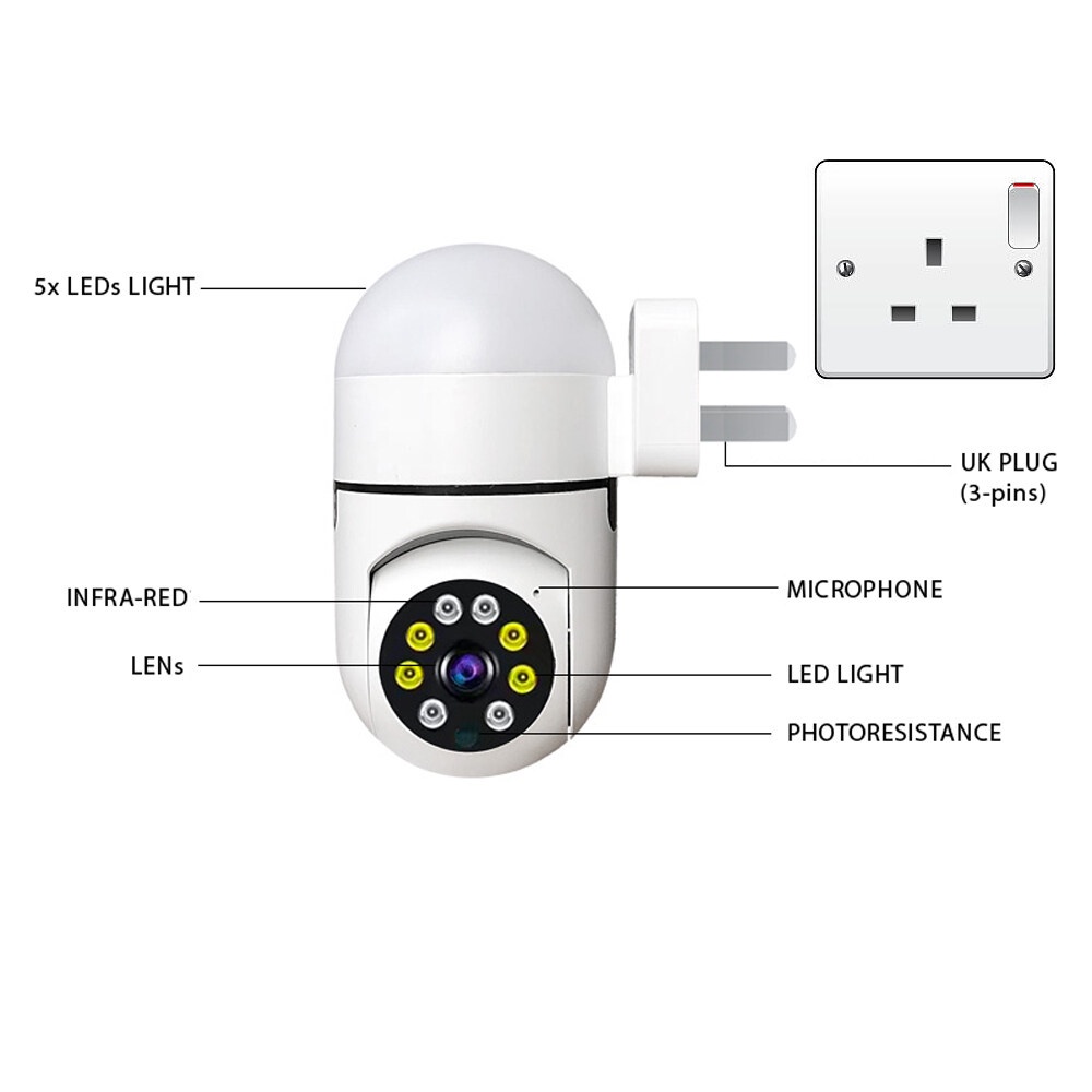GOQ D4 Socket Bulb LED Lights Wifi CCTV Camera IP Security Surveillance ...