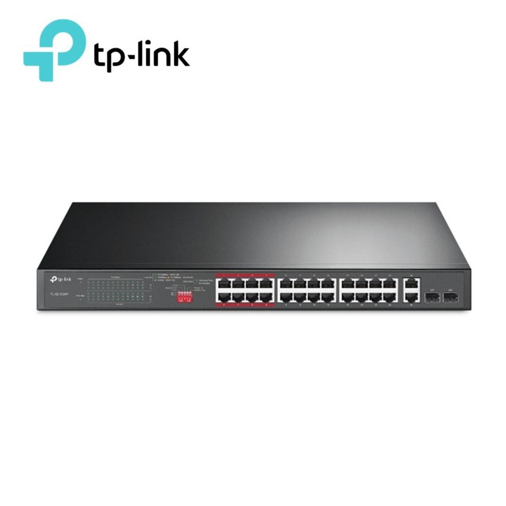 TP-LINK 24-PORT STANDARD POE (250W) + 2-PORT GIGABIT + 2-PORT SFP COMBO ...