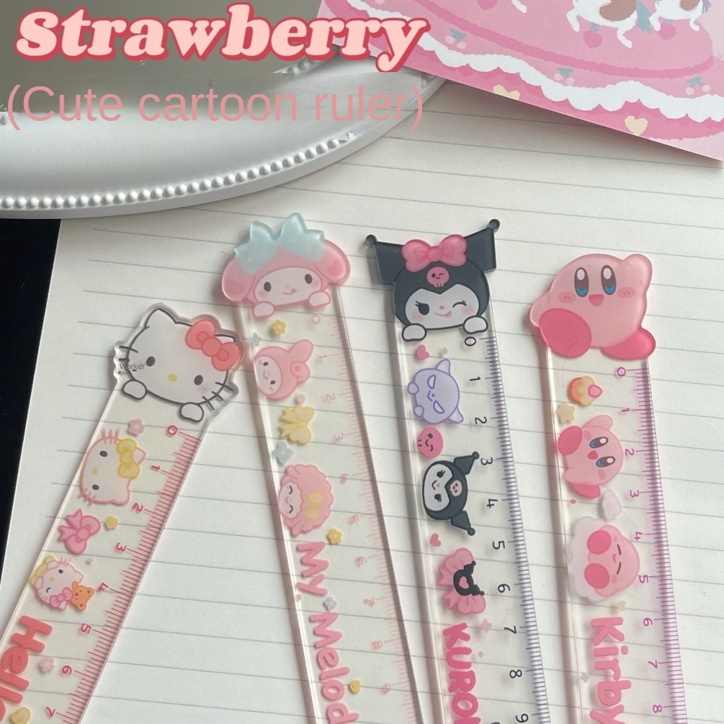 Sanrio Transparent Acrylic Ruler Cartoon Kuromi Girl Heart Student ...