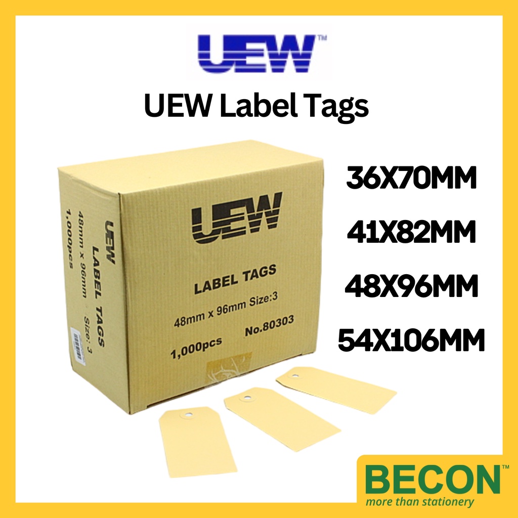 UEW Label Tags [1000pcs] 36X70mm 41X82mm 48X96mm 54X106mm | Shopee Malaysia