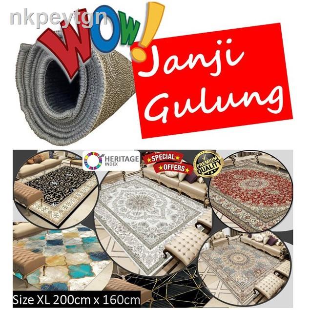 ♦XL 200cm x 160cm Karpet Janji Gulung Heritage Alas Kaki Crystal Velvet ...
