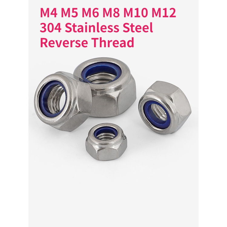 M4 M5 M6 M8 M10 M12 304 Stainless Steel Reverse Thread Hex Lock Nut ...