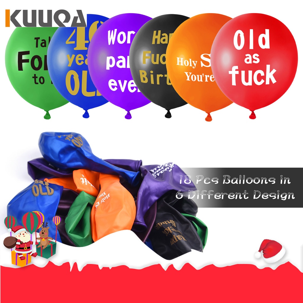 KUUQA 18 PCS 40th Birthday Balloons Funny Rude Birthday Balloons ...