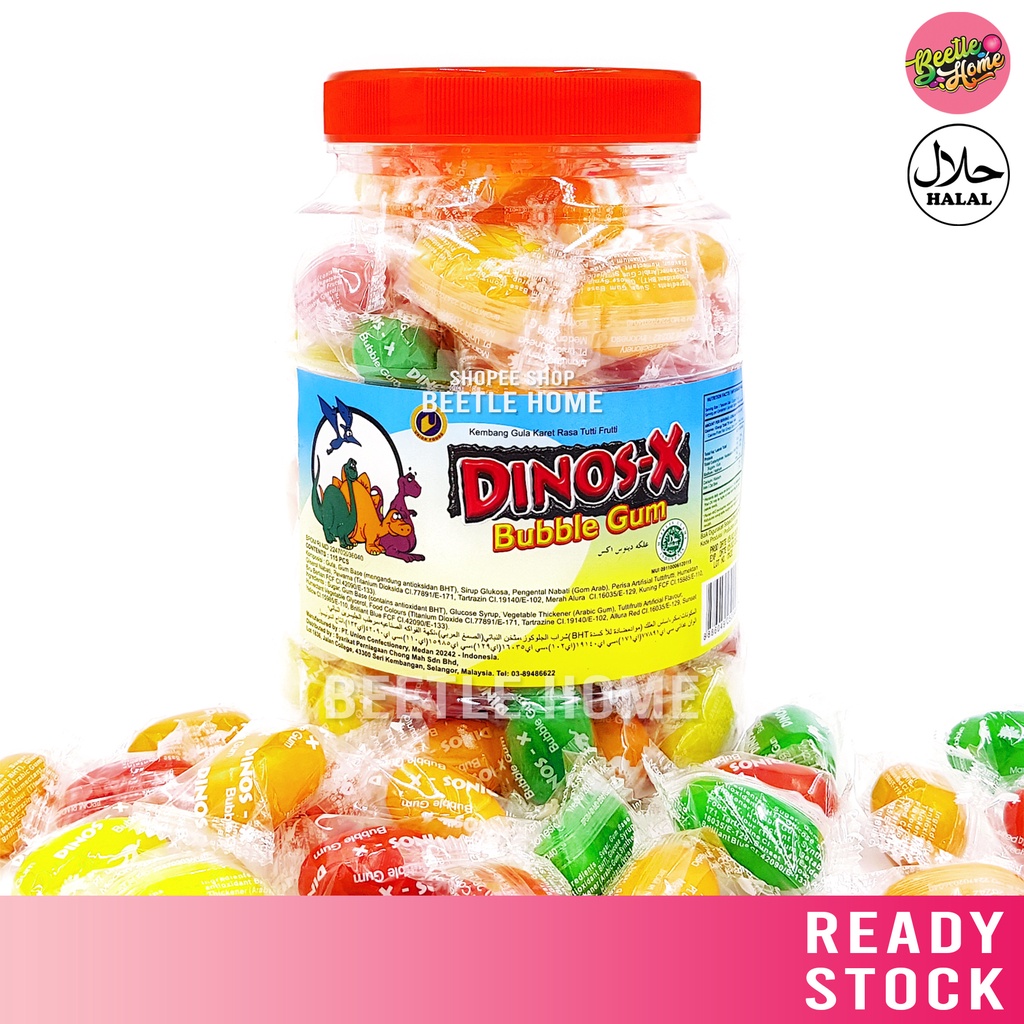 Dinos-X Bubble Gum 115pcs Chewy Gum Candy Borong Gula-gula | Shopee ...