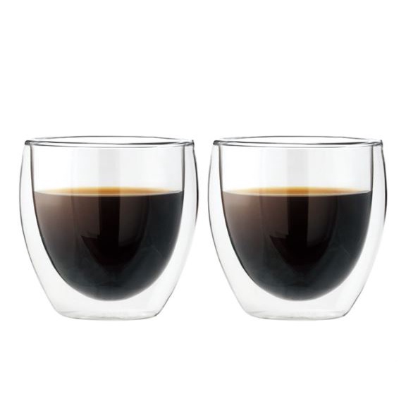 Pyrex Cafe Series Double Wall Glass Coffee Cup 250ml x 2pcs | Shopee ...