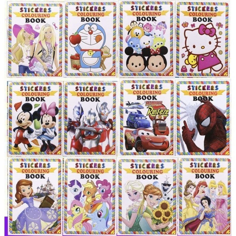 Kids Cartoon Sticker Book / Colouring Book A4 Activity Book | Shopee ...