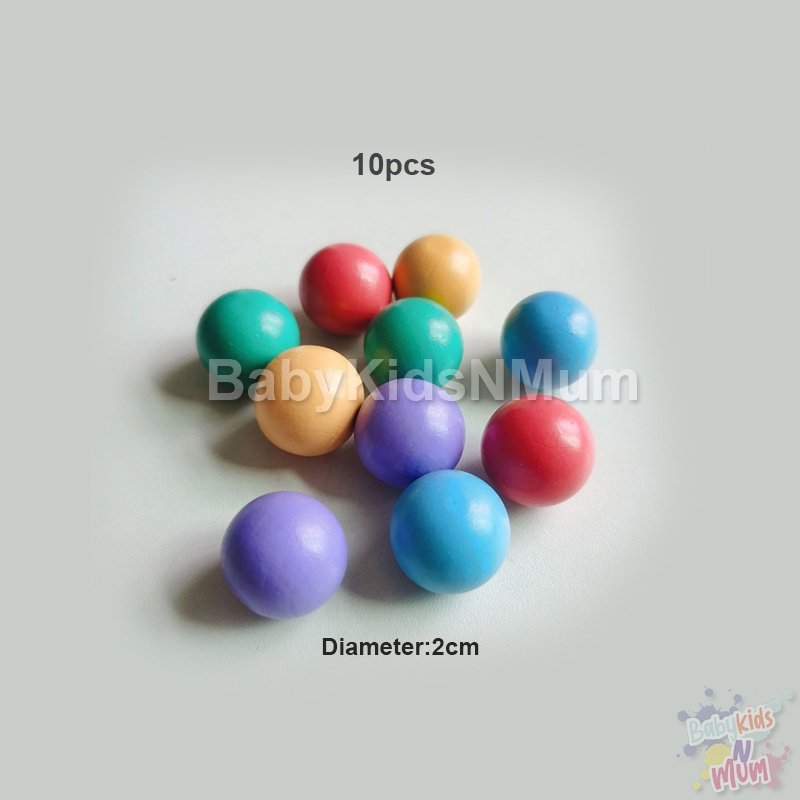 10pcs Wooden Color Ball Marble Run Tree Accessories Mini Ball 2cm ...