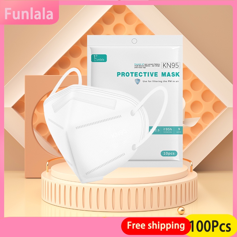 【24Hours Shipping】Funlala 100Pcs KN95 Mask Korean Version Disposable 5 ...