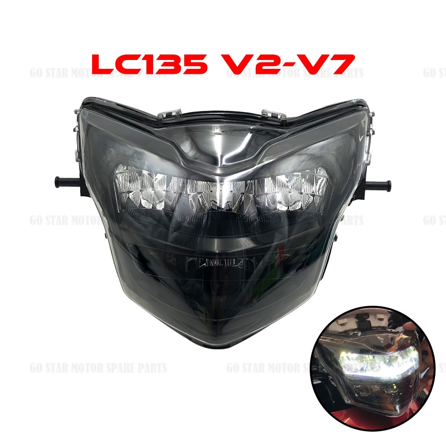 Head lamp lampu Depan (Smoke) LED zhipat yamaha LC135 v1 v2 v3 v4 v5 v6 v7 TINTED 135LC LC135 LC ...