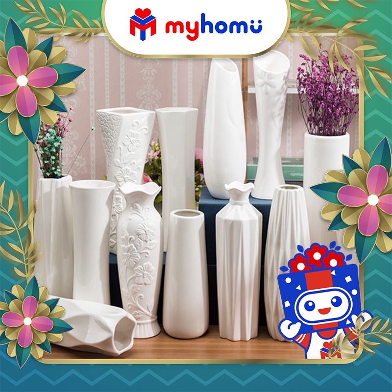 Large 26cm-36cm 30cm Nordic White Ceramic Vase Vas Seramik Putih Pasu ...