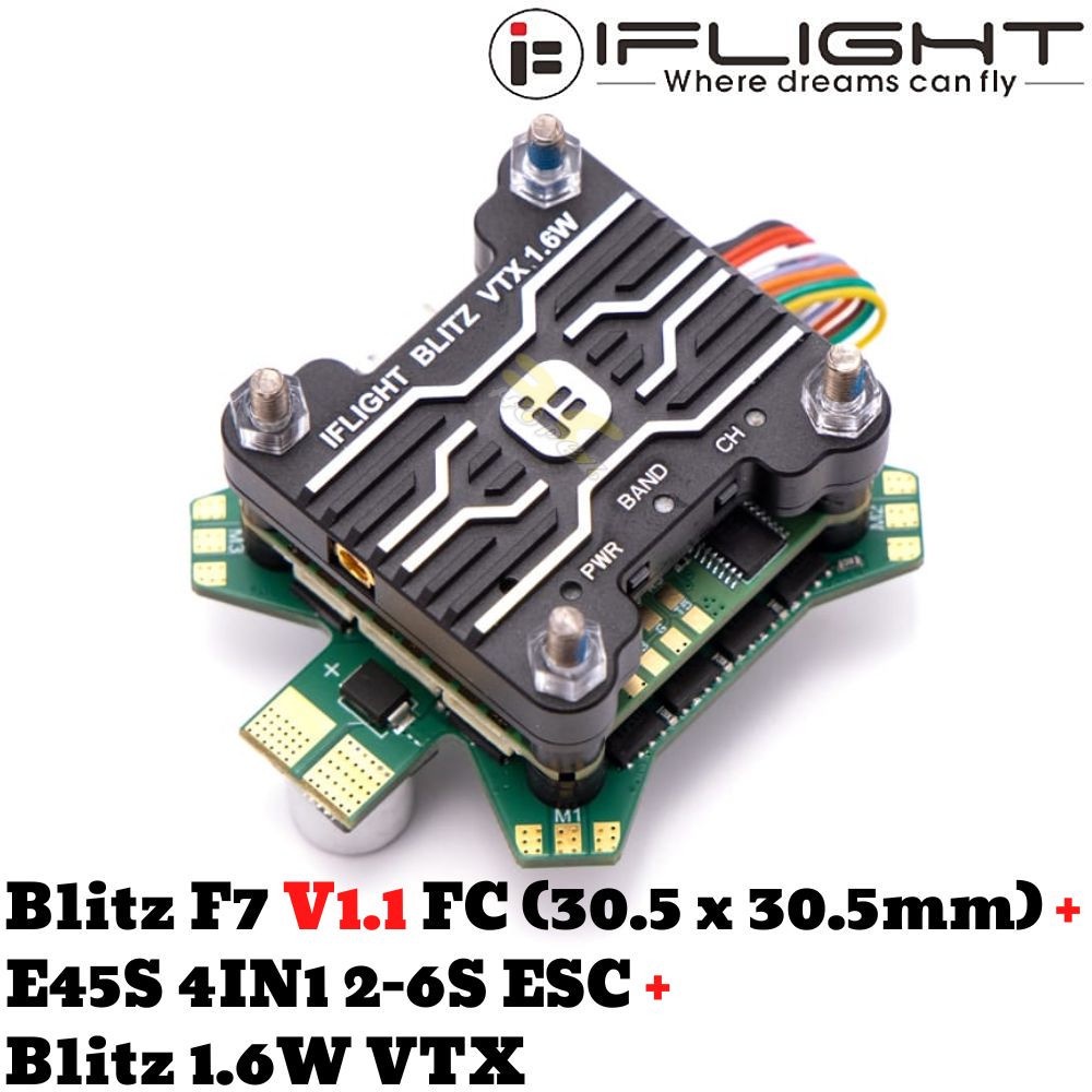 iFlight 30.5x30.5mm BLITZ F7 V1.1 Flight Controller & E45S 45A BLHELI_S ...