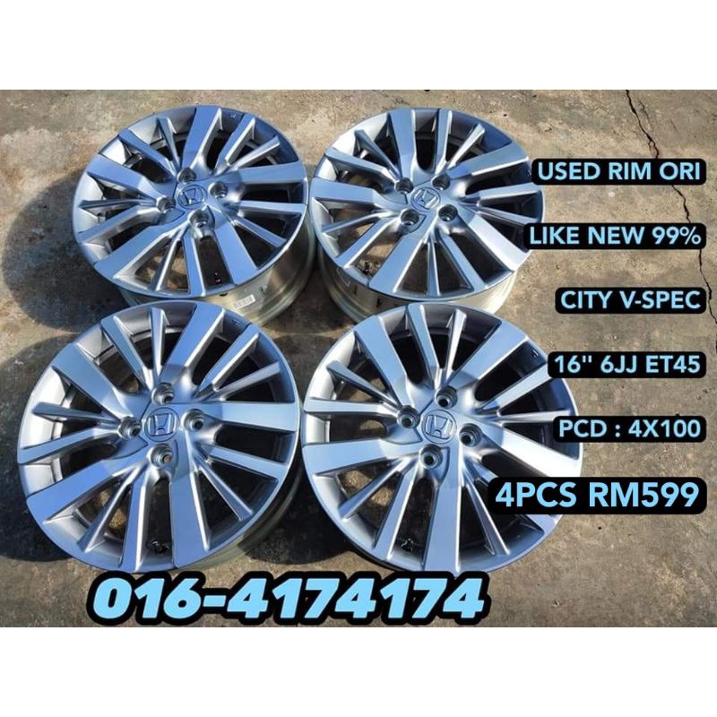 USED RIM (4PCS RM580) 16 ORI HONDA CITY V-SPEC HATCHBACK LIKE NEW 99% ...