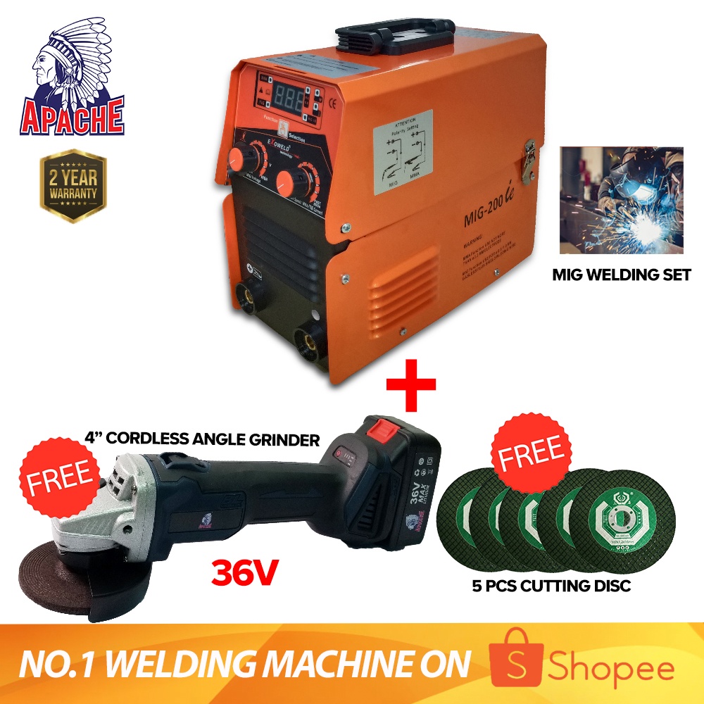 APACHE ExoWELD MIG-200IE 4IN1 Gasless Portable Inverter MMA MIG ARC TIG ...