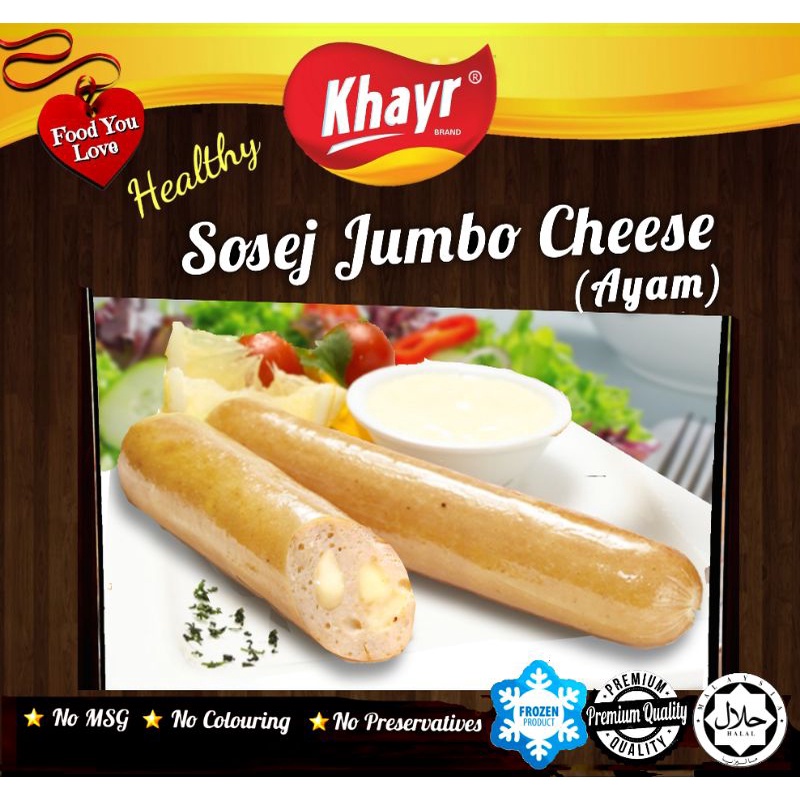 Khayr Sosej Cheese Jumbo & Cocktail | No MSG | No Colouring| Healthy ...