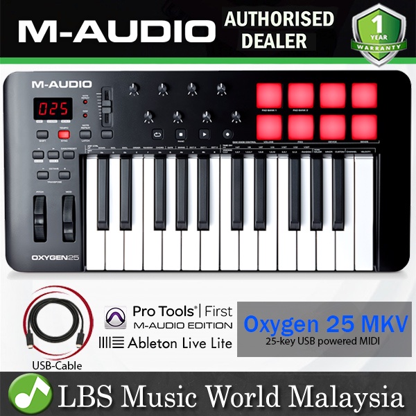 M-Audio Oxygen 25 MKV USB MIDI 25 Key Keyboard Controller With Smart ...