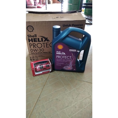 SHELL Helix Protect Fully Synthethic 0w30 4L + Free Gift Model Car ...
