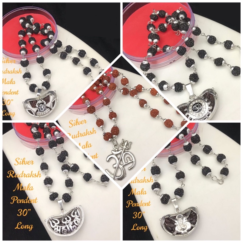 Nishaaz Pure India Silver 5 Mukhi Rudraksha Mala with Pendent | Shopee ...