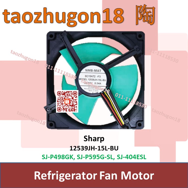Sharp 12539JH-15L-BU Fridge Refrigerator Peti Sejuk Fan Motor SJ-E435M ...