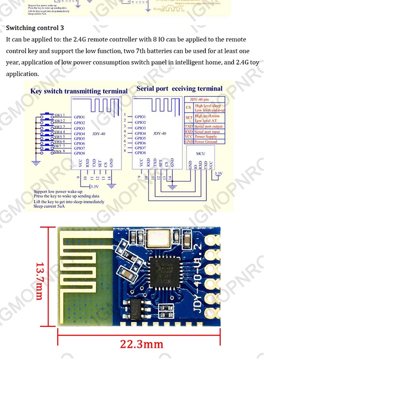 JDY-40 2.4G wireless serial port transmission transceiver and remote ...