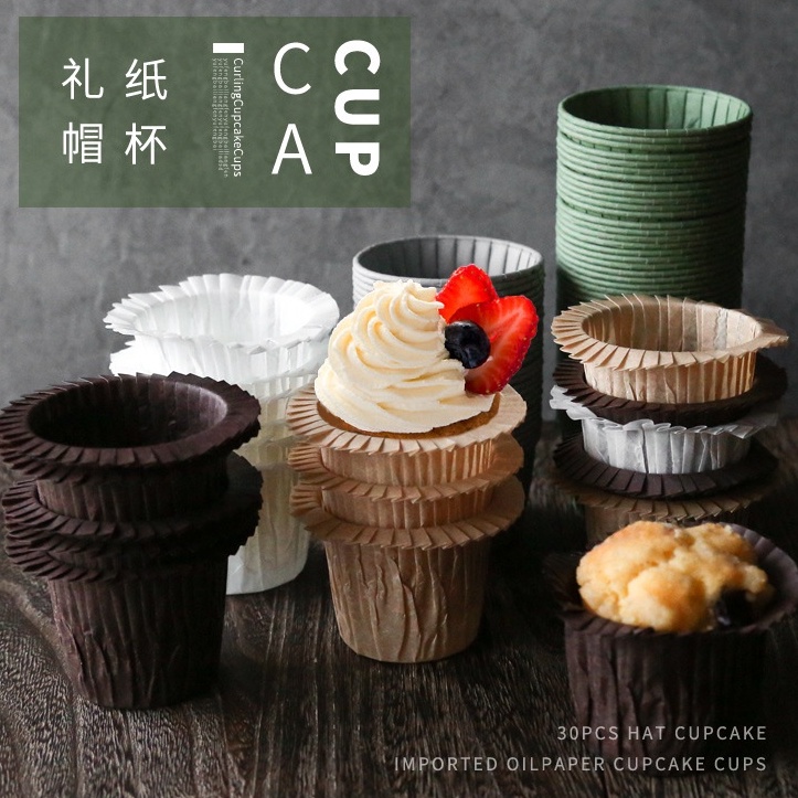 30pcs Hat Liner Cupcake Cup Baking Paper Cup Bekas Kertas Kek Cawan ...