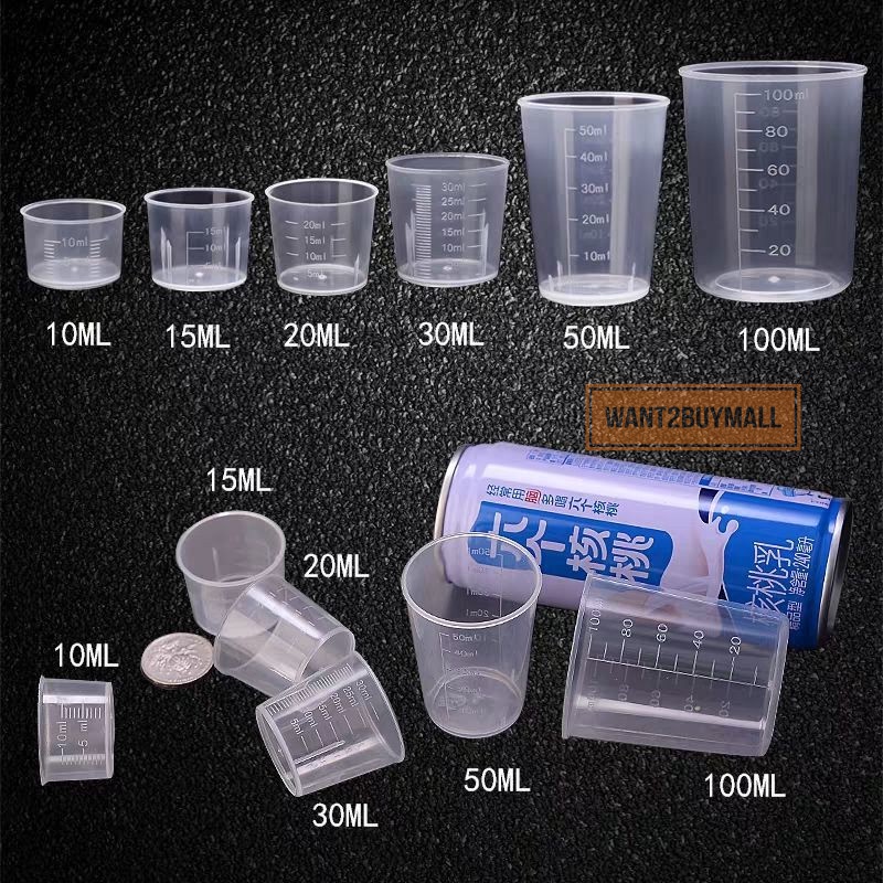 10/15/20/30/50/100ml Measuring Cup Scale Plastic Clear Plastik ...