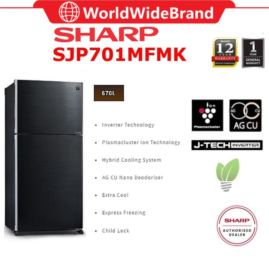 [SAVE 4.0] Sharp (670 L) 2 Door Inverter Plasmacluster Refrigerator ...