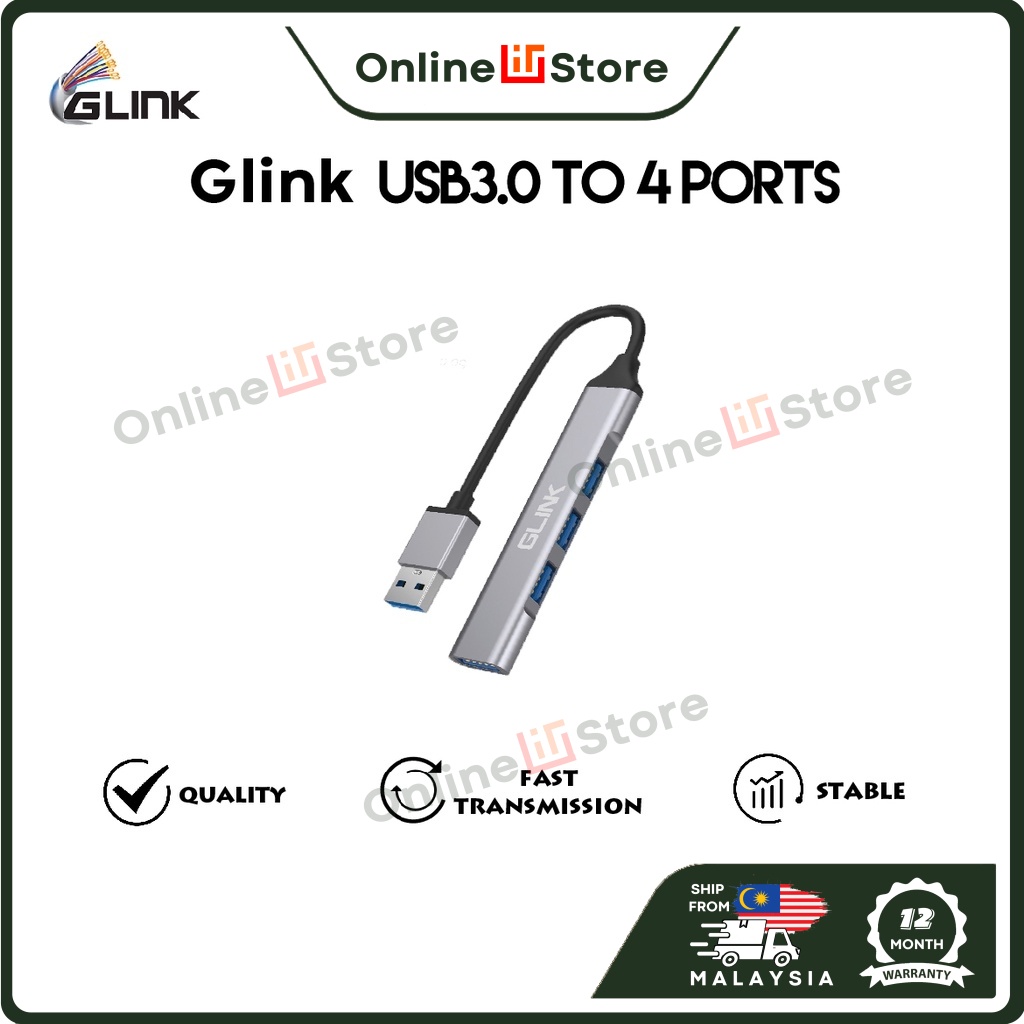 GLINK(GL-U01)-USB 3.0 TO 4 PORTS USB HUB ( 1 PORT USB 3.0 + 3 PORT USB ...