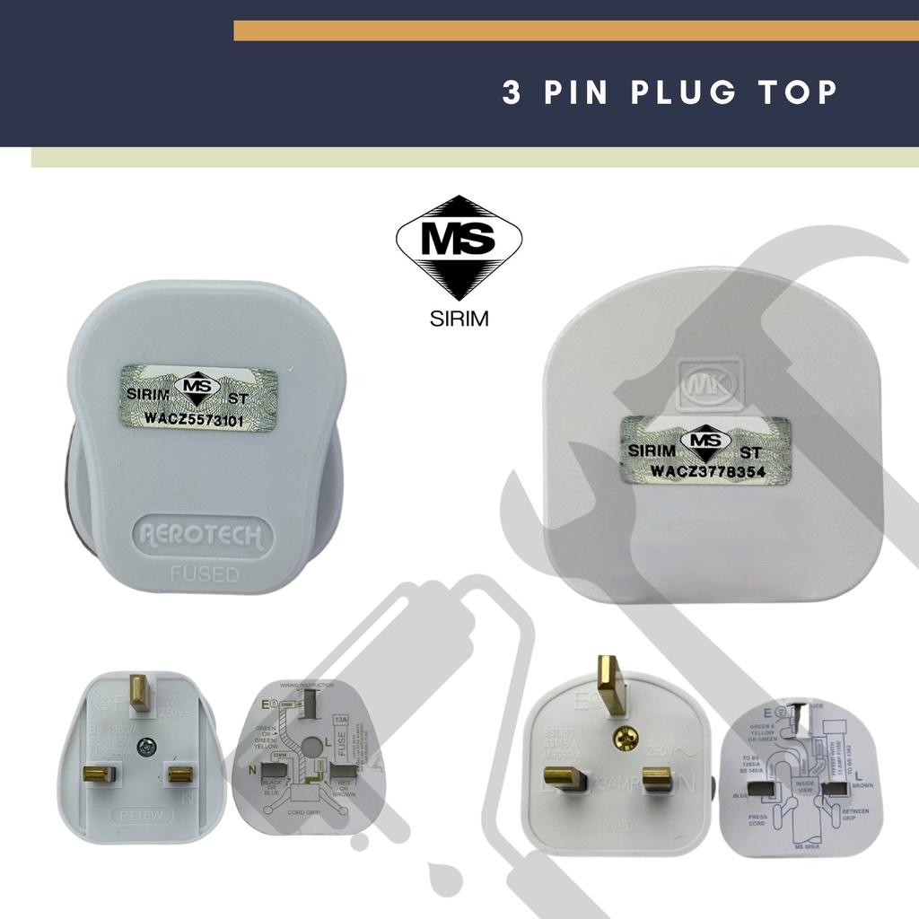 100% Original & SIRIM Certified [13AMP / 15AMP] 3 Pin Plug Top | MK ...