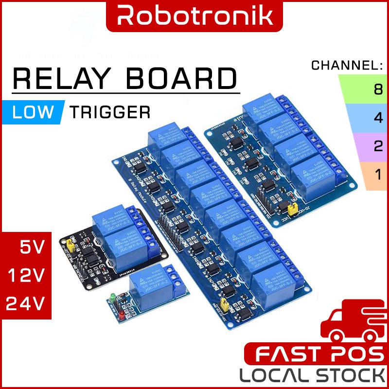 Relay Board Module - Active-Low 1, 2, 4, 8 Channel (5V / 12V / 24V ...