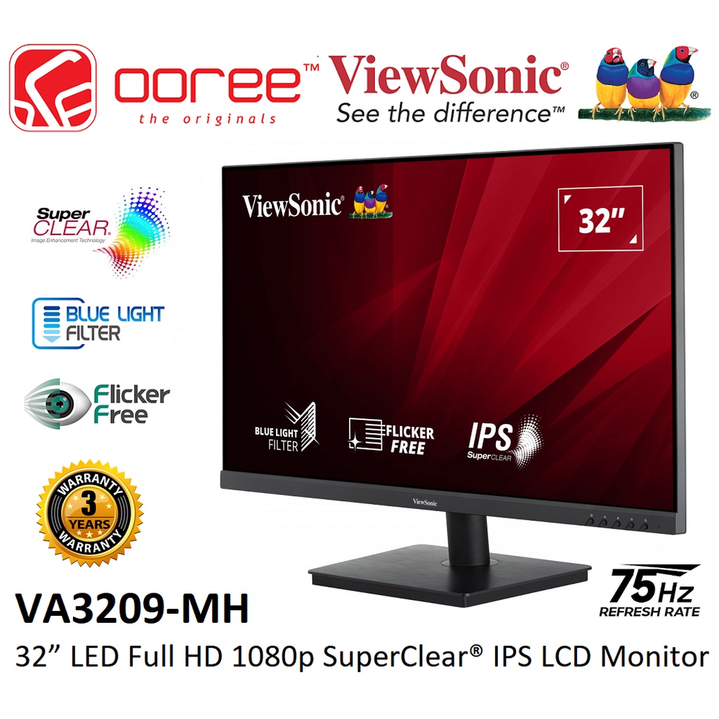 VIEWSONIC 32” VA3209-MH LED FULL HD 1920x1080P@75HZ IPS PANEL GAMING ...