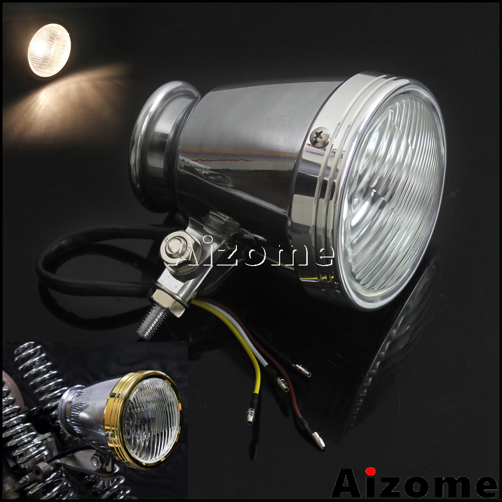 Motorcycle 4" Headlight For Harley Honda Cruiser Tri-bar Headlamp ...
