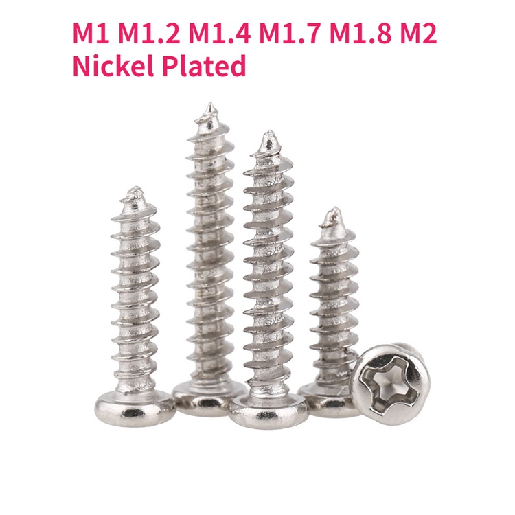 M1 M1.2 M1.4 M1.7 M1.8 M2 Nickel Plated Cross Round Head Self-tapping Screw Pan Head Phillips ...