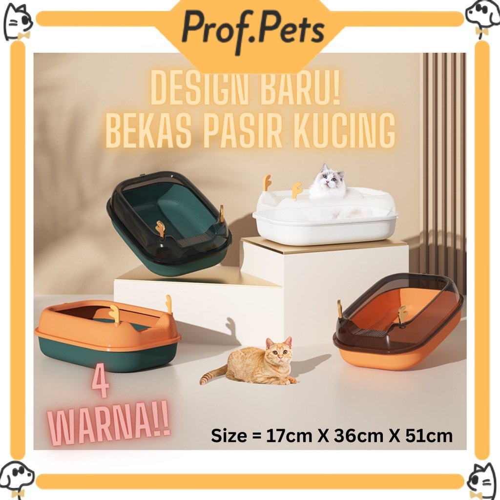Cat Litter Box Tandas Kucing Luxury Semi Opened Litter Box Semi Cover ...