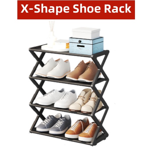 4 Layer X-Shape Shoes Rack Lightweight Space Saving Shoe Shelf | Shopee ...