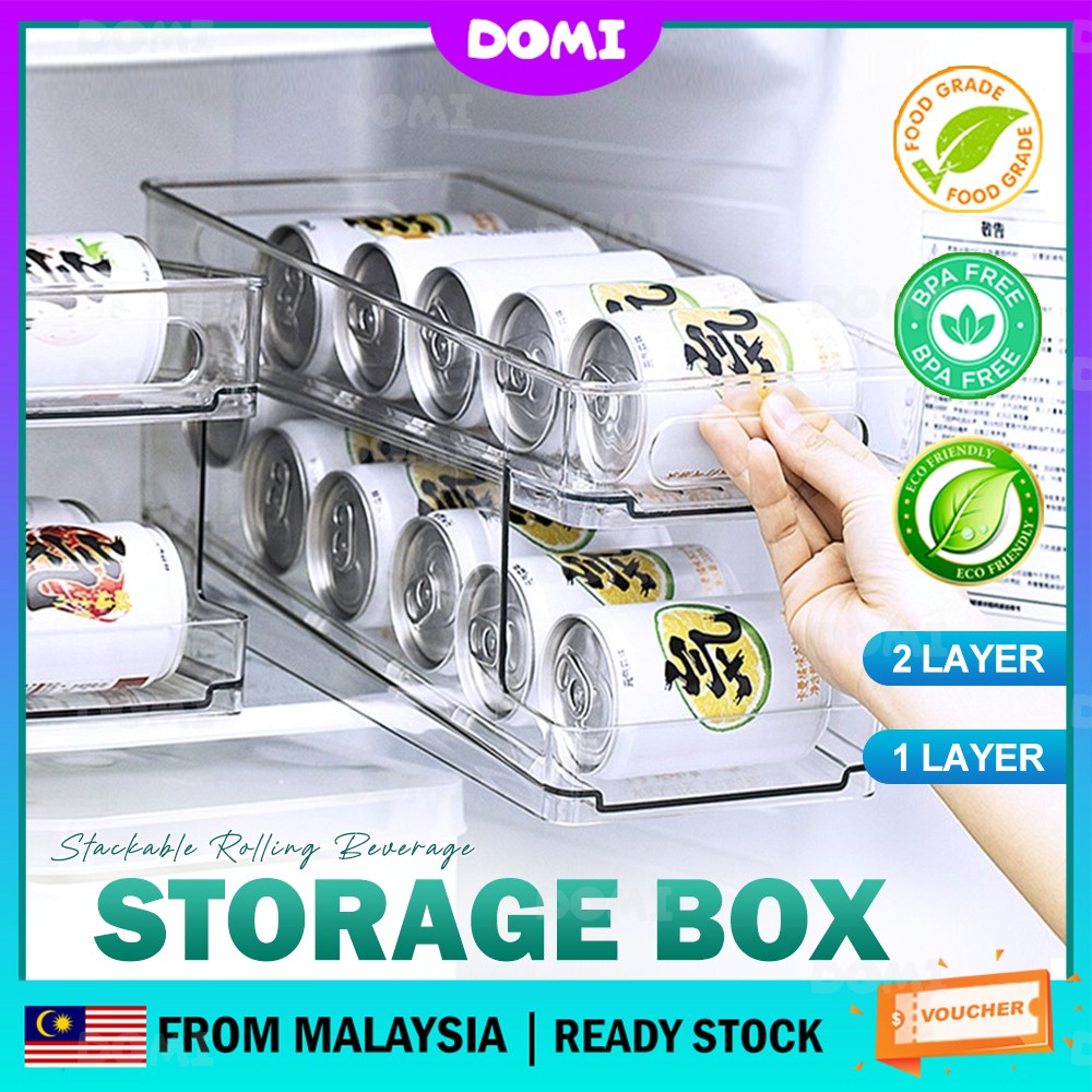 DOMI Double-Layer Auto Rolling Down Soda Can Organizer Can Storage ...