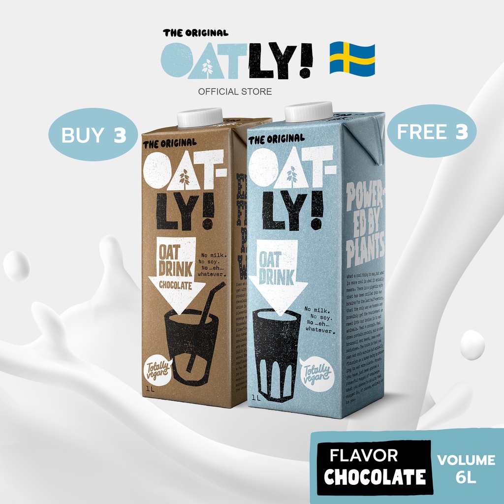 Oatly Oat Drink Chocolate (1L x 3) [Buy 3 Free Oatly Oat Drink Original Enriched 1L x 3 ...