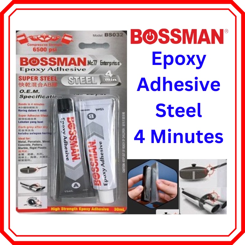 MAJU BOSSMAN Epoxy Adhesive STEEL 4 min Grey 30ML Effect Glue for ...